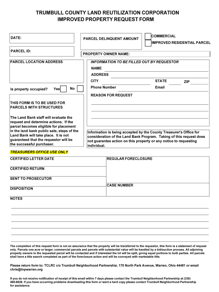 Fillable Online trumbullcountylandbank TRUMBULL COUNTY LAND ...