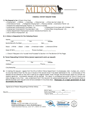 Fillable Online CRIMINAL HISTORY REQUEST FORM Fax Email Print - pdfFiller