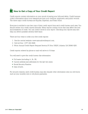 Fillable Online How to Get a Copy of Your Credit Report Fax Email Print ...