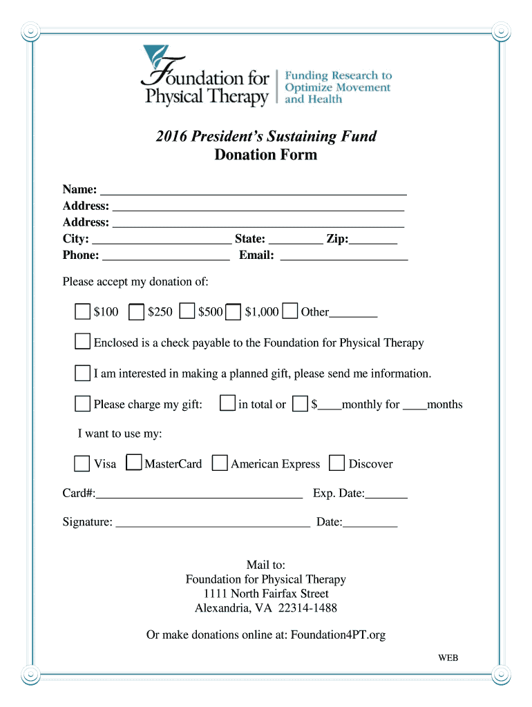 Fillable Online foundation4pt 2016 President s Sustaining Fund Donation Form Fax Email Print ...