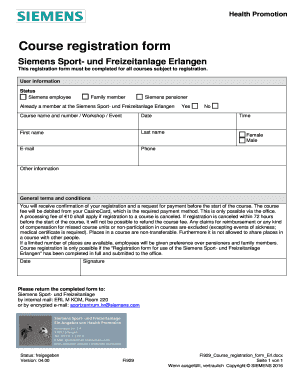 Fillable Online Course registration form - Siemens Fax Email Print ...