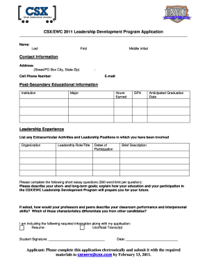 Fillable Online EWC- CSX Leadership Development Program Application ...