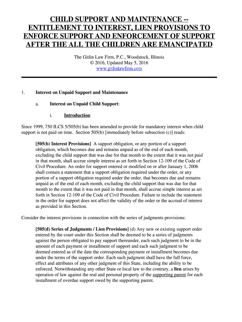 Fillable Online CHILD SUPPORT AND MAINTENANCE -ENTITLEMENT TO INTEREST, LIEN PROVISIONS TO Fax ...