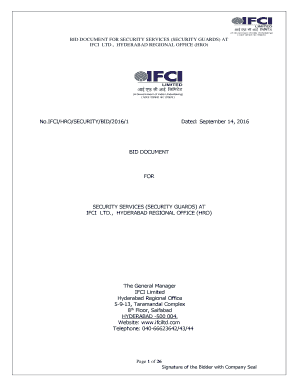 Fillable Online BID DOCUMENT FOR SECURITY SERVICES (SECURITY GUARDS) AT ...