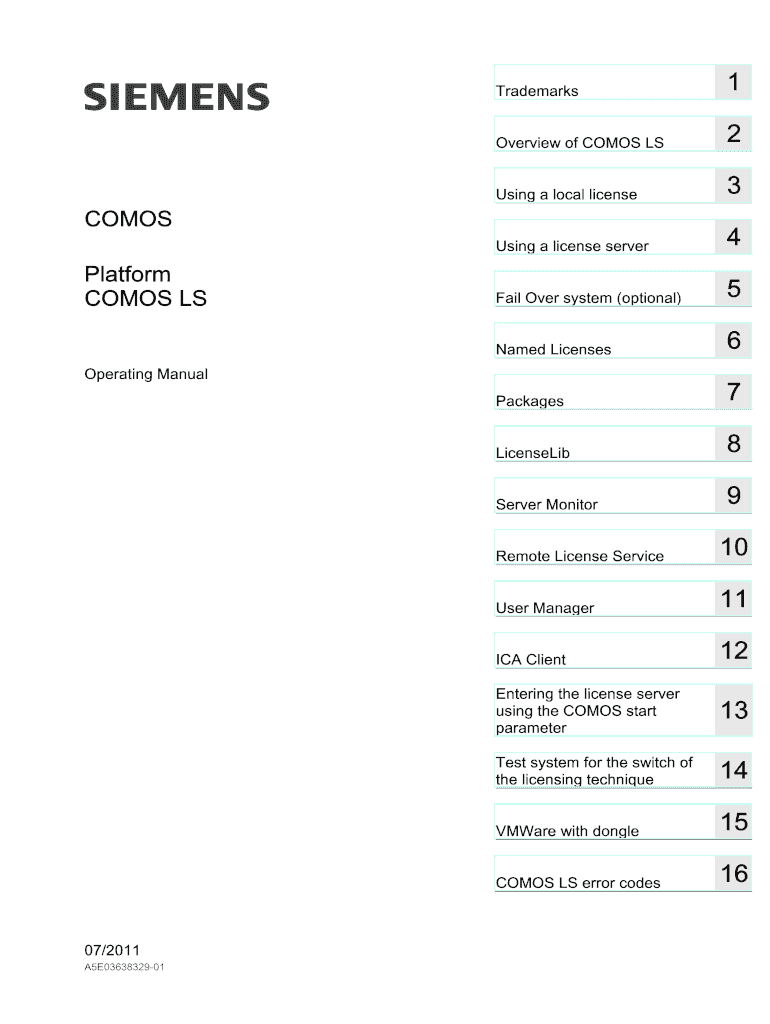 Fillable Online comos ls - Siemens Industry Online Support Fax Email ...