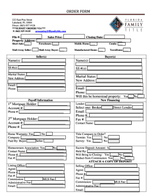 Fillable Online CLOSING INFORMATION SHEET - Florida Family Title Fax ...