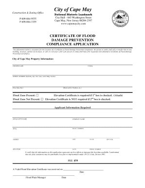 Fillable Online certificate of flood damage prevention compliance ...