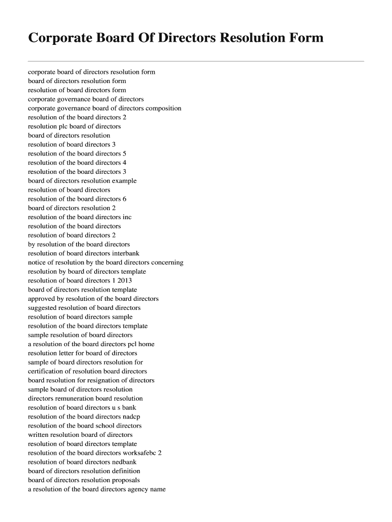 Fillable Online 192 241 169 Corporate Board Of Directors Resolution ...