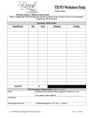 Fillable Online valleybrookoutreach Form PO Check Request Form. Valley ...