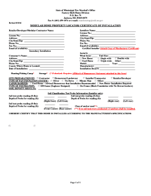 Fillable Online Modular Home Property Locator/Certificate Of Inspection ...