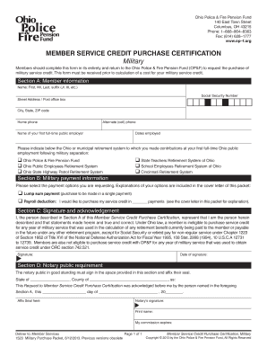 Fillable Online op-f Member Service Credit Purchase Certification ...