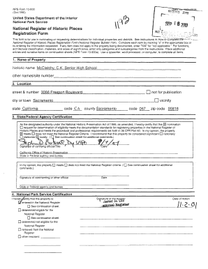 Fillable Online National Register of Historic Places * * Registration ...