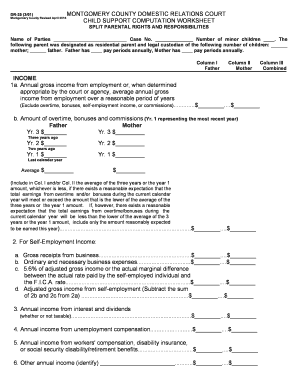 Fillable Online mcohio Page 2/Split Custody Worksheet Column I Column ...