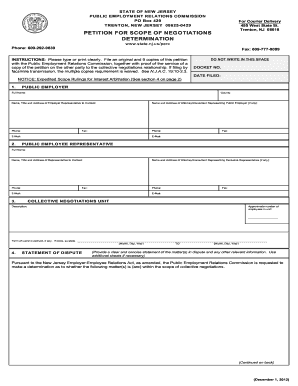 Fillable Online state nj NJ PERC Petition for Scope of Negotiations ...