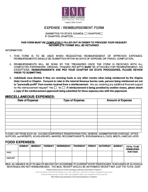 Fillable Online EXPENSE / REIMBURSEMENT FORM Fax Email Print - pdfFiller