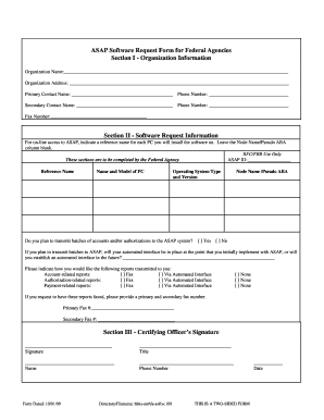 Fillable Online ASAP Software Request Form for Federal Agencies Fax ...