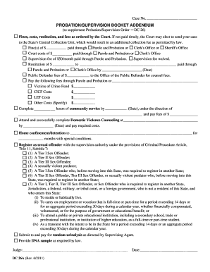 Fillable Online courts state md PROBATION/SUPERVISION DOCKET ADDENDUM ...