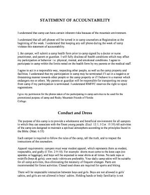 Fillable Online STATEMENT OF ACCOUNTABILITY Conduct and ... - Colorado ...