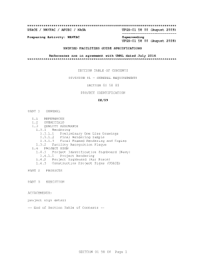 Fillable Online nationalbimstandard UFGS 01 58 00 Project ...