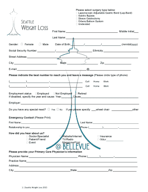 Fillable Online Seattle Weight Loss Patient Form Fax Email Print ...