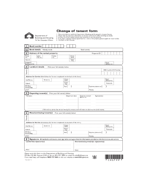 Fillable Online Tenancy: Change of tenant form - Queenstown... Fax ...