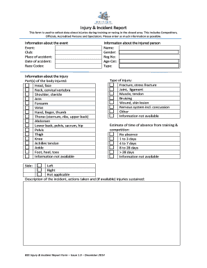 Fillable Online BSS Injury & Incident Report. Collecting information ...