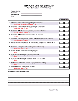Fillable Online iowadot HMA PLANT MONITOR CHECKLIST Fax Email Print ...