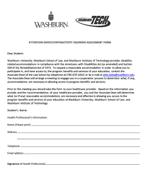 Fillable Online washburn ATTENTION-DEFICIT/HYPERACTIVITY DISORDER ...