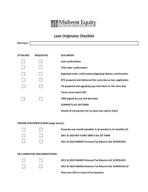 Fillable Online Loan Originator Checklist.docx Fax Email Print - pdfFiller