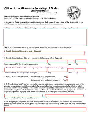 Fillable Online STATE OF MINNESOTA SECRETARY OF STATE ARTICLES OF ...