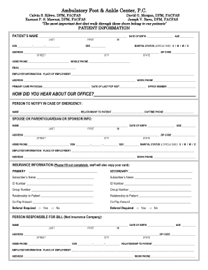 Fillable Online Ambulatory Foot & Ankle Center, P Fax Email Print - pdfFiller