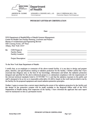 Fillable Online health ny ARCHITECT'S OR ENGINEER'S LETTER OF ...