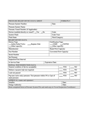 Fillable Online jlab PRESSURE RELIEF DEVICE DATA SHEET Fax Email Print ...