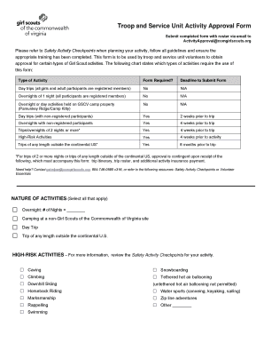Fillable Online comgirlscouts Troop and Service Unit Activity Approval ...