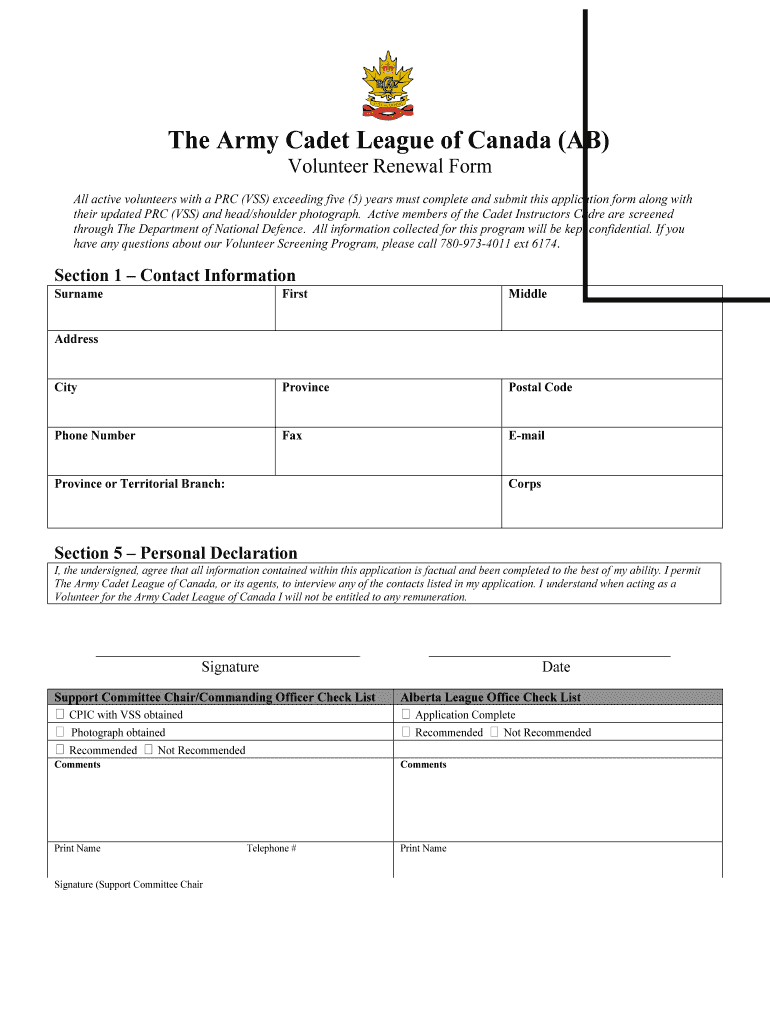 Fillable Online The Army Cadet League of Canada (AB) - Ramp Interactive Fax Email Print - pdfFiller