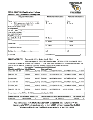 Fillable Online early registration form 14 15 Fax Email Print - pdfFiller