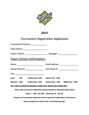 Fillable Online Tournament Registration Application Fax Email Print ...