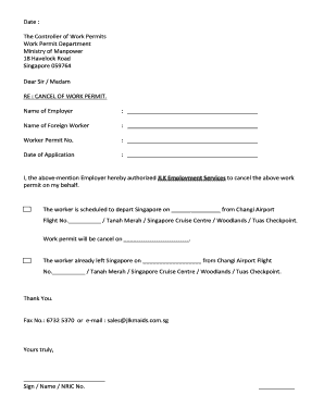 Fillable Online Date : The Controller of Work Permits Work Permit ...