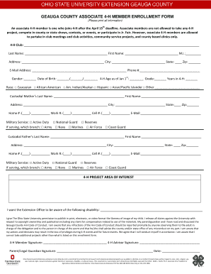 Associate Member Enrollment Form. - Geauga County 4-H - Geauga Osu ...