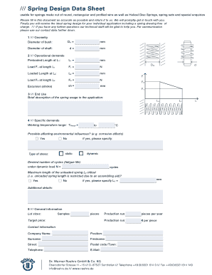 Fillable Online roehrs Spring Design Data Sheet - roehrs.de Fax Email ...