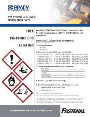 Fillable Online FREE Pre-Printed GHS Label Roll - Fastenal Fax Email ...