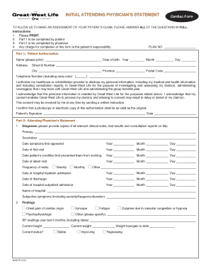 Fillable Online INITIAL ATTENDING PHYSICIAN S STATEMENT Cardiac Form ...