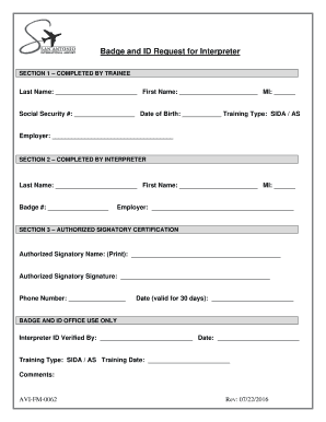 Fillable Online sanantonio Badge and ID Request for Interpreter Fax ...