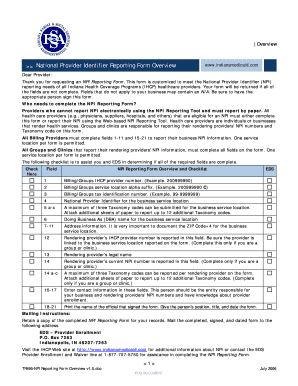 Fillable Online TR495-NPI Reporting Form Overview Fax Email Print ...