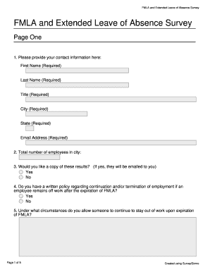 Fillable Online mtas tennessee FMLA and Extended Leave of Absence Survey Fax Email Print - pdfFiller