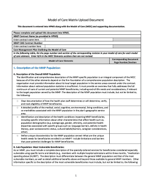 Fillable Online CY 2017 MA Model of Care Matrix Upload Document Fax ...