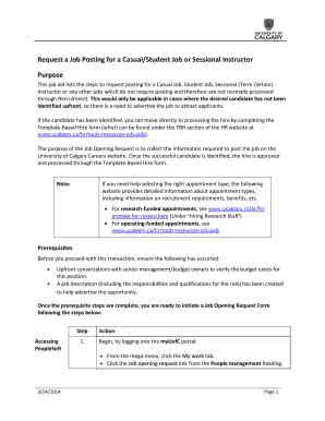 Fillable Online ucalgary Initiate Job Opening Request Form - Optional Posting (Research) FINAL ...