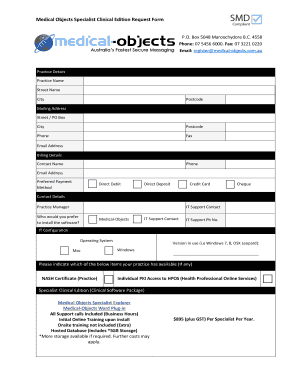 Fillable Online Medical Objects Specialist Clinical Edition Request ...