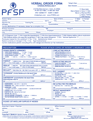 Fillable Online VERBAL ORDER FORM Fax Email Print - pdfFiller