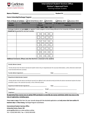 Fillable Online gradstudents carleton Advisor s Approval Form Fax Email Print - pdfFiller